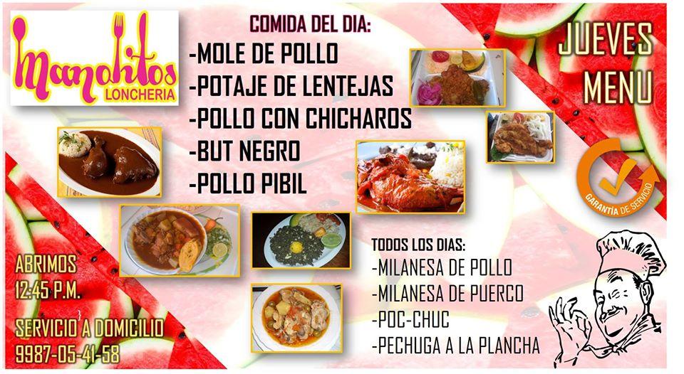 Carta del restaurante Manolitos, Isla Mujeres