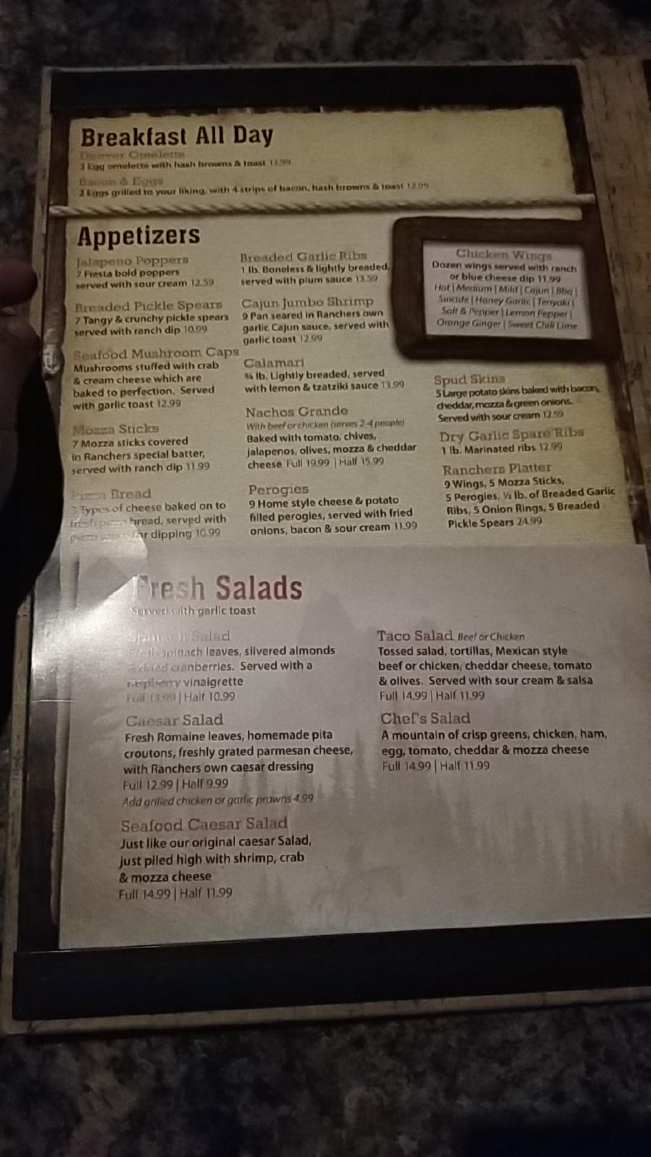 Menu at Ranchers Sports Bar & Grill, Hinton