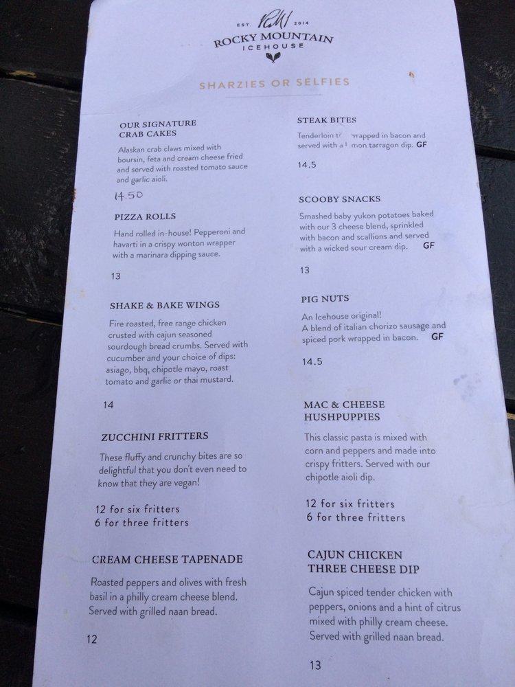 Menu at Rocky Mountain Icehouse pub & bar, Edmonton, Jasper Ave