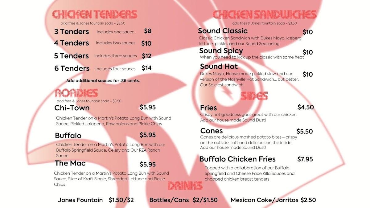 Menu at Sound Chicken restaurant, Village of Pelham