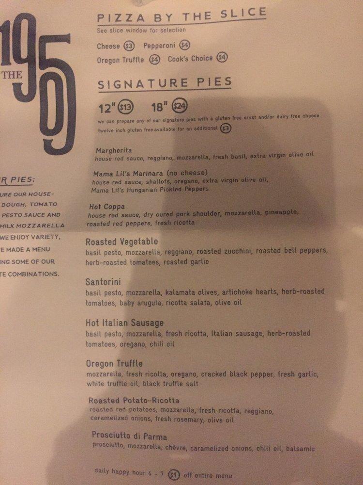 Menu at The 1905 pub & bar, Portland