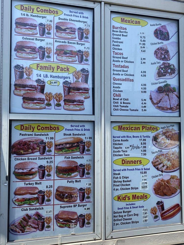 Menu at Burger Palace restaurant, Los Angeles, 100 E Manchester Ave