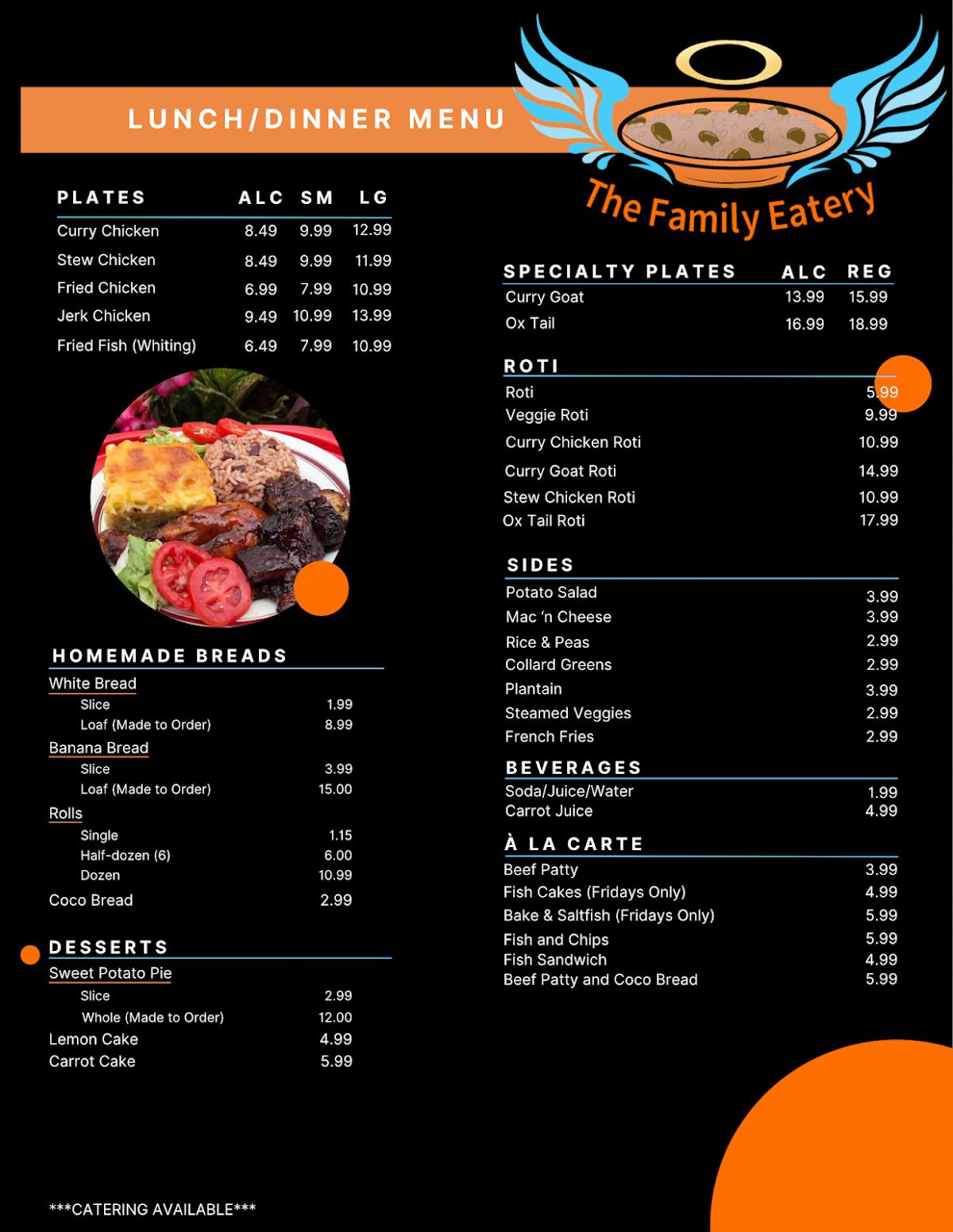Carta del restaurante The Family Eatery, Quantico
