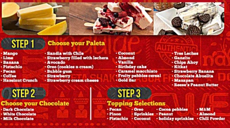 Carta de The paleta bar EP, El Paso