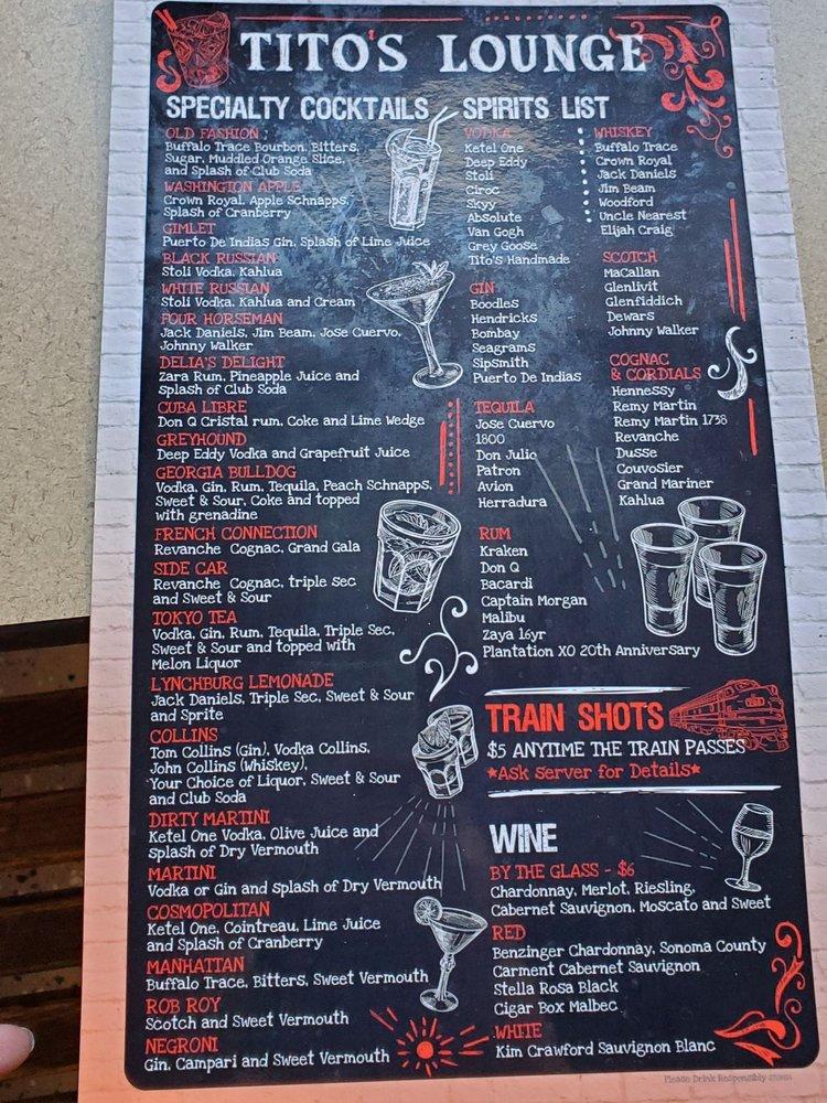 Menu at Tito's Lounge pub & bar, Douglasville
