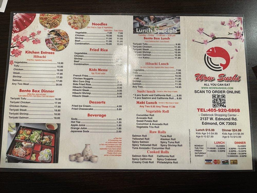 Menu at Wow Sushi (All You Can Eat) restaurant, Edmond