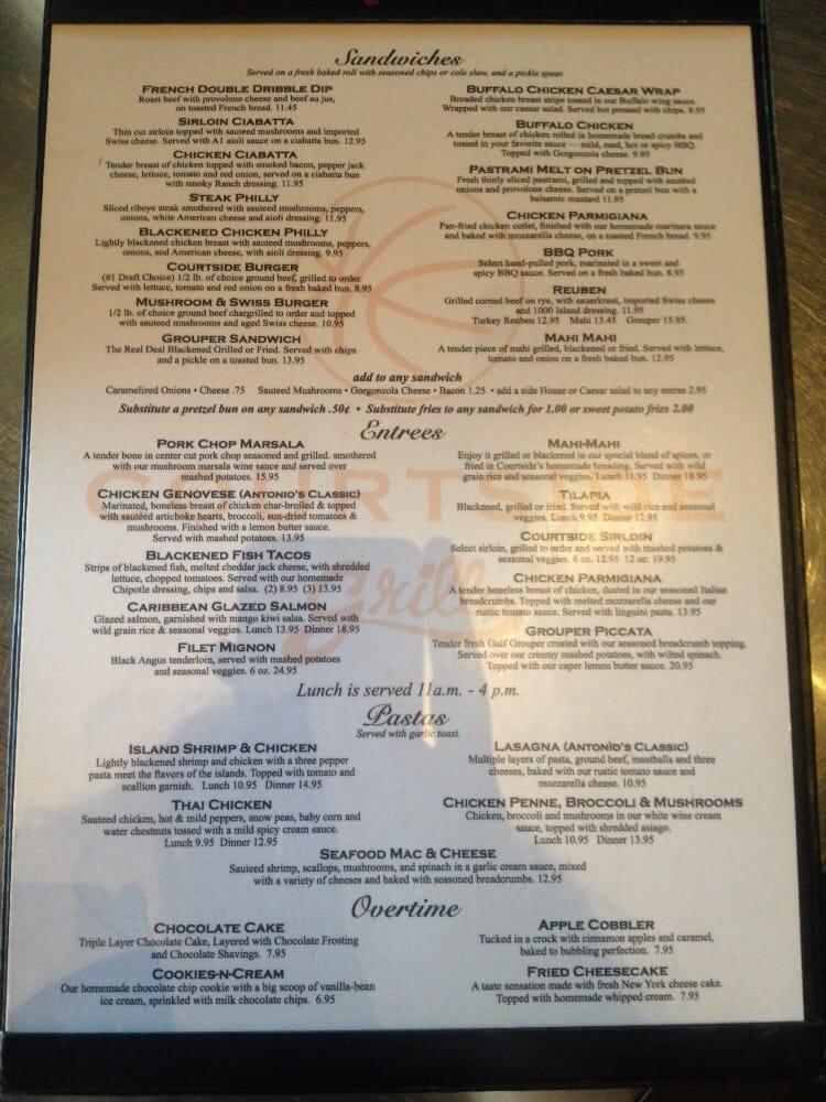 Menu at Courtside Grille pub & bar, Saint Petersburg, 110 Fountain Pkwy N