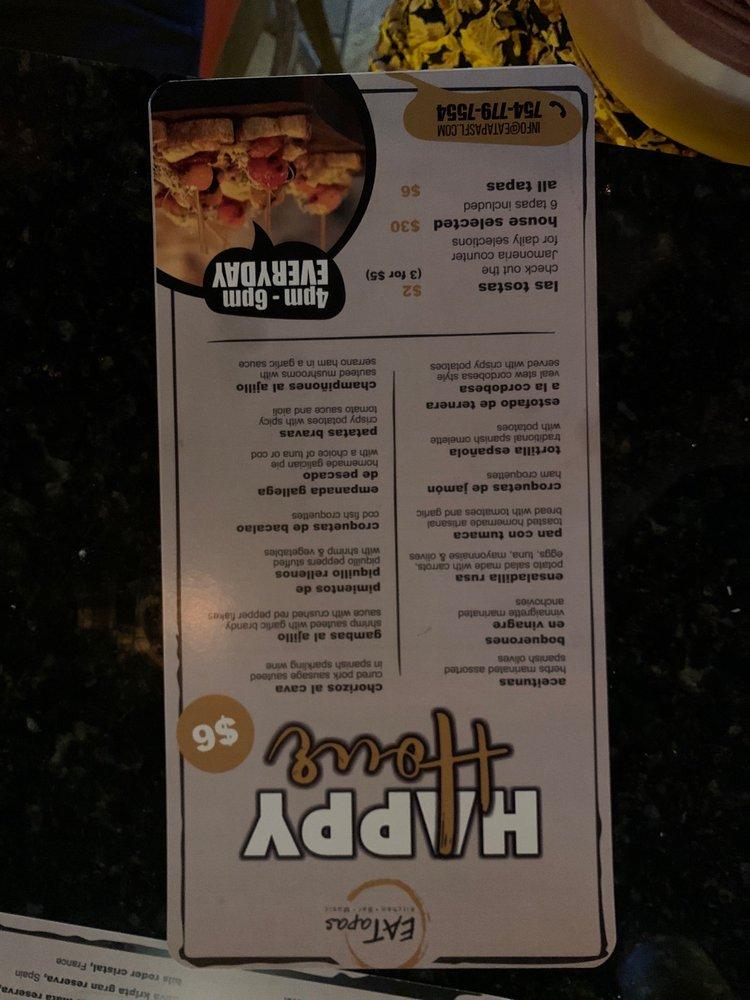 Menu at Eatapas restaurant, Fort Lauderdale