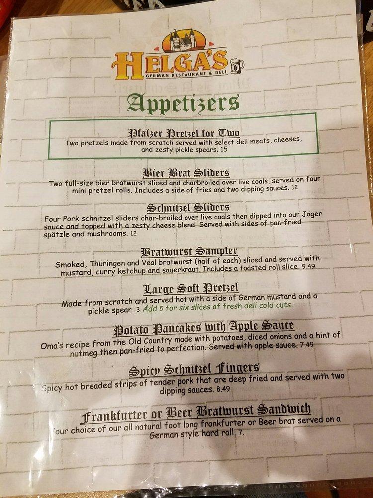 Menu at Helga's Haus & Bier Garden: German Restaurant & Bier Garden ...