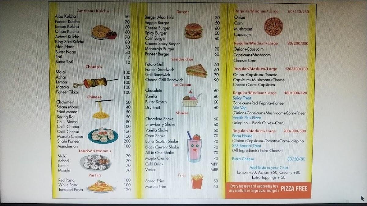 Menu at Sethi Food Zone, India