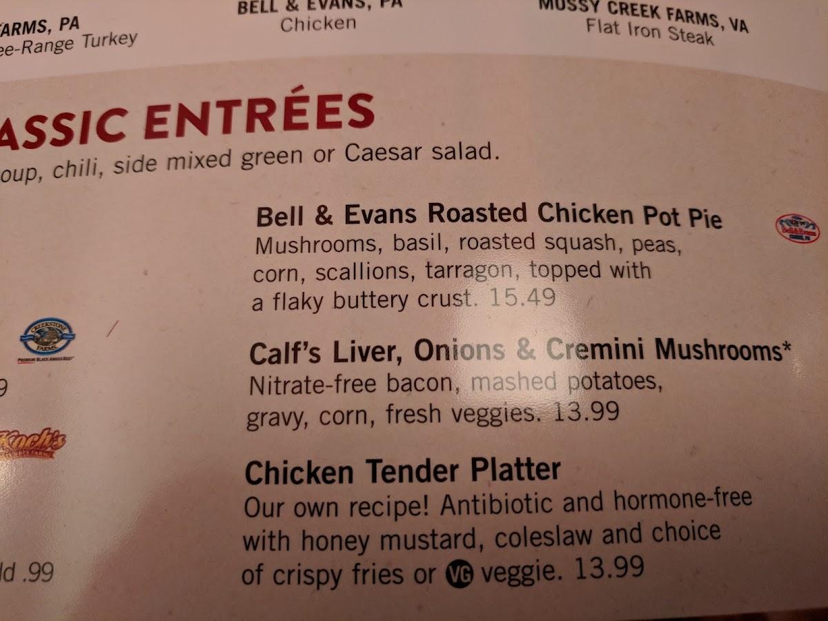 Menu at Silver Diner restaurant, Reston