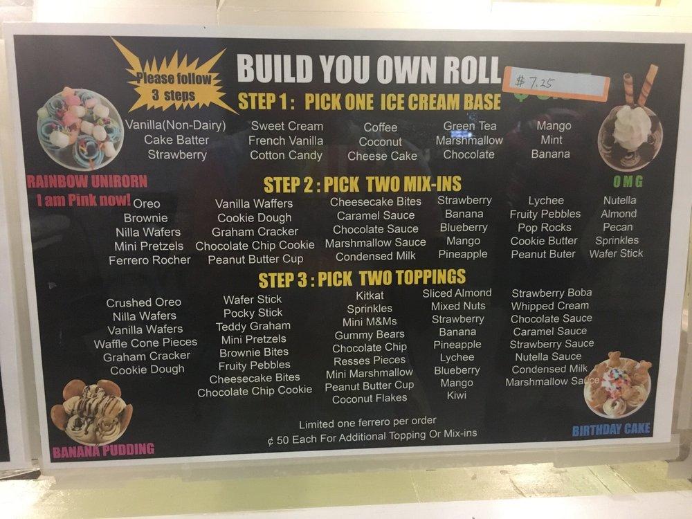 Carta de Cool Spot Ice Cream Rolls & Boba Teas, Boynton Beach