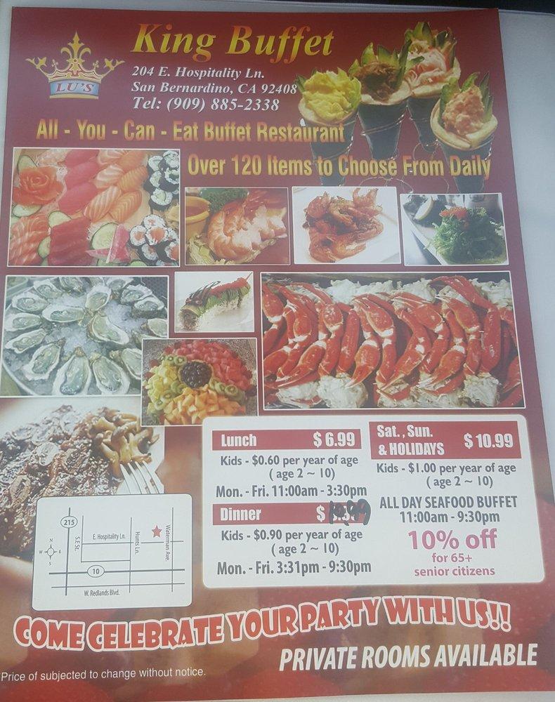 Menu at King Buffet restaurant, San Bernardino, 204 E Hospitality Ln
