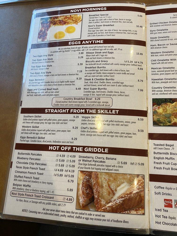 Menu at Novi Coney Island restaurant, Novi
