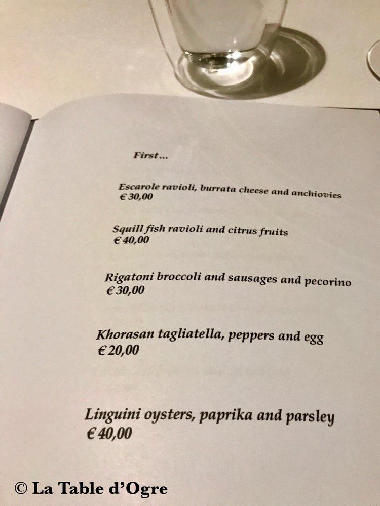 Speisekarte von Pipero Roma restaurant, ROM