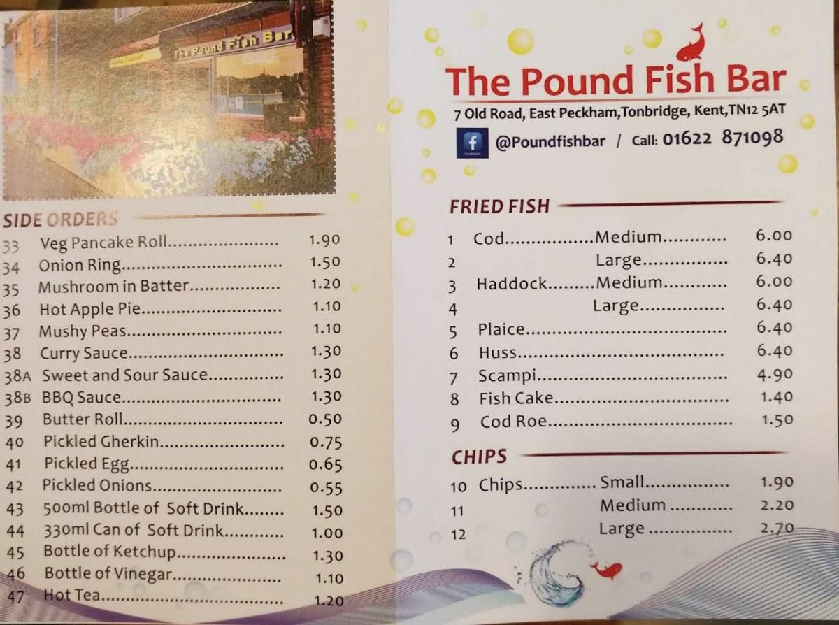 Menu at Pound Fish Bar, Horsmonden