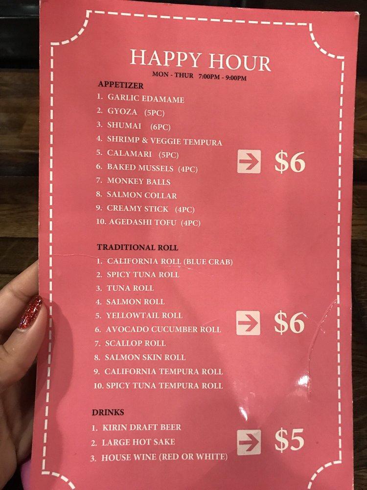 Menu at Vanilla Fish restaurant, Chino Hills