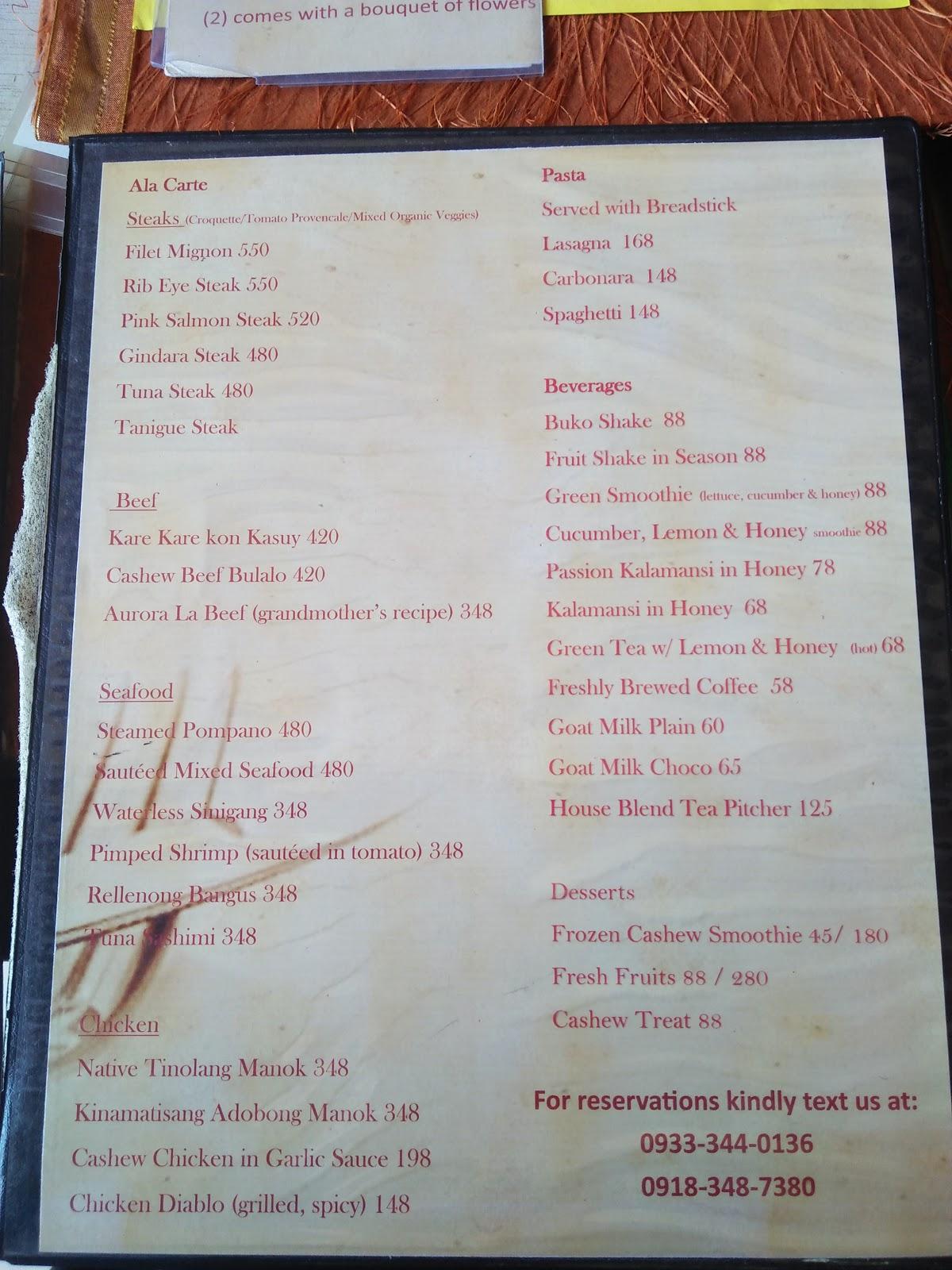 Menu at FK House Of Cashews restaurant, Polomolok, Purok Upper Matin-ao