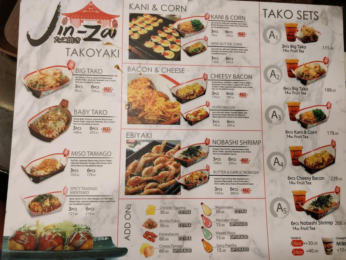 Carta del restaurante Jin-Zai Takoyaki, Antipolo, 277 Sumulong Hwy