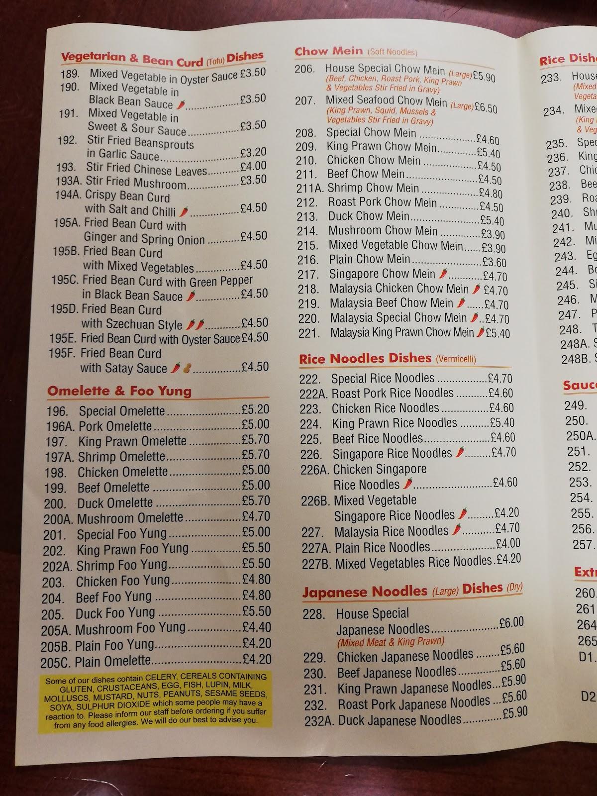 Menu at Lucky Bamboo Chinese Takeaway restaurant, Southend-on-Sea