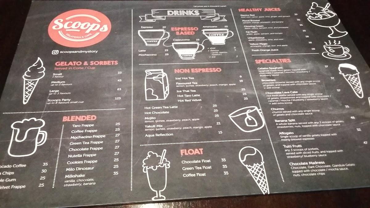 Menu at Scoops And My Story cafe, Semarang