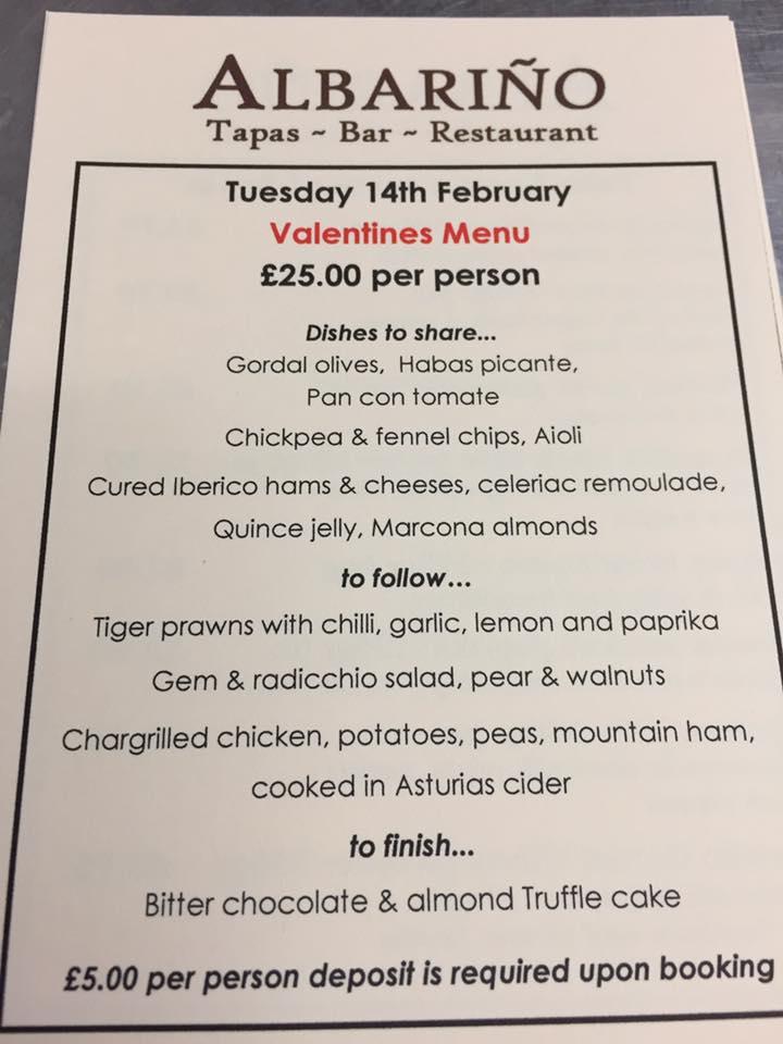 Menu at Albariño, Broadstairs