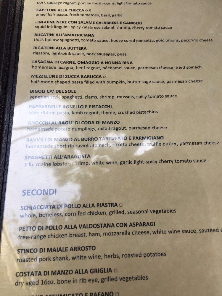 Menu at Ca Del Sole pub & bar, Burbank
