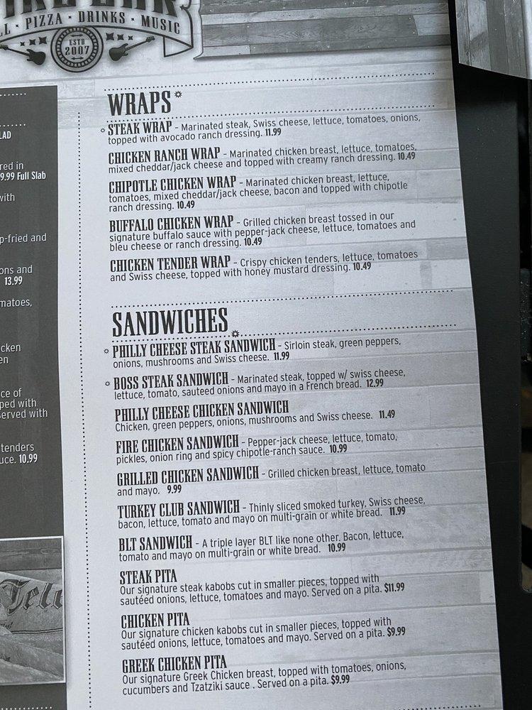 Menu at Fire Bar & Grill, Crystal Lake
