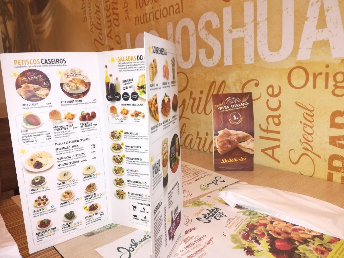 Menu at Joshua's Shoarma Grill restaurant, Coimbra