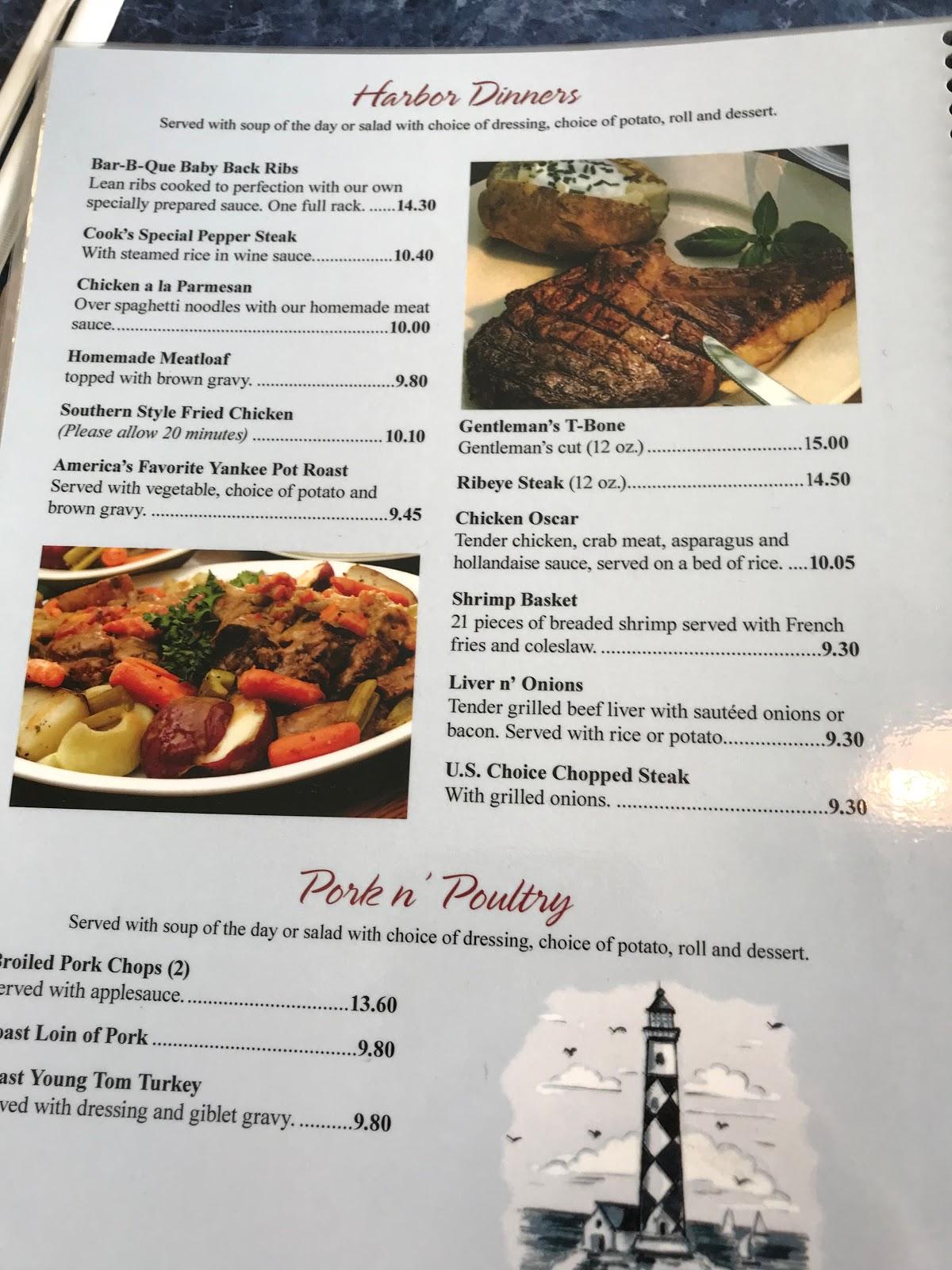 Menu at Lighthouse Restaurant, Michigan City
