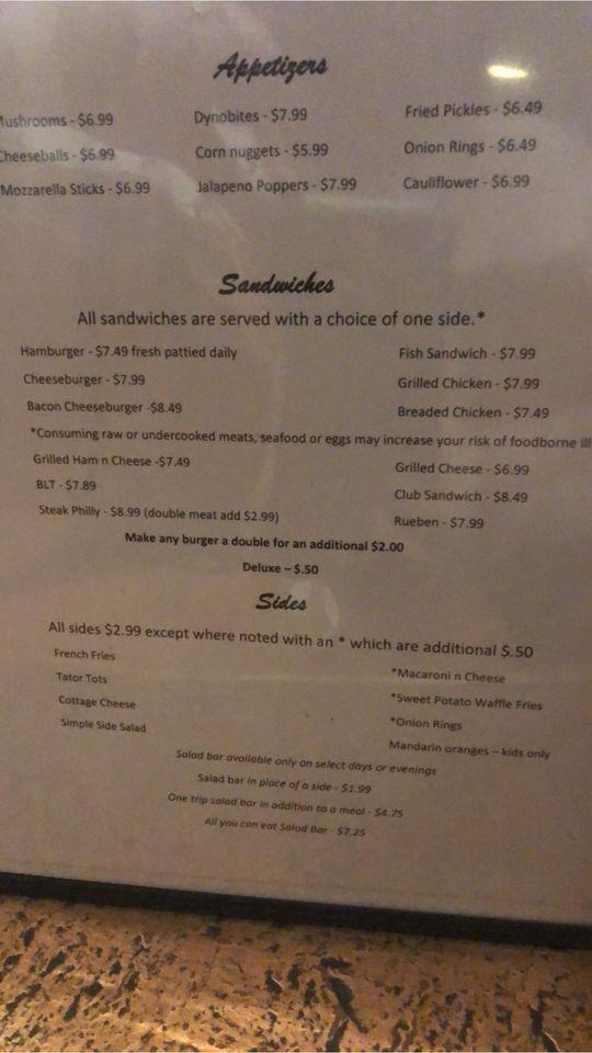 Menu at Mustang Restaurant & Lounge, Sutton