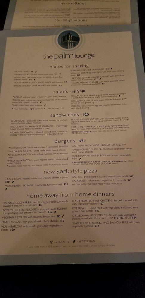 Menu at Oval Room Brasserie pub & bar, Winnipeg