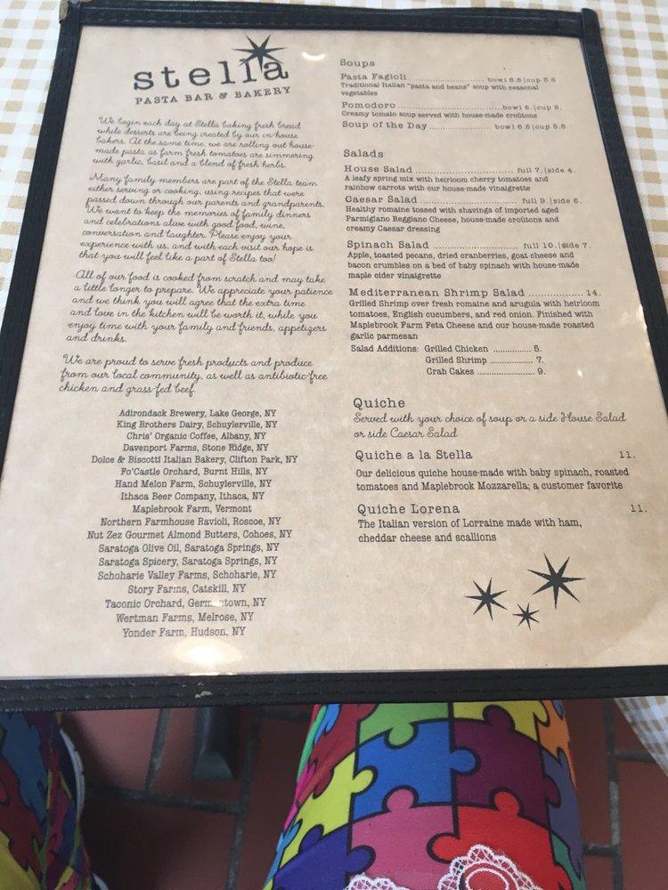 Menu at stella pasta bar, East Glenville