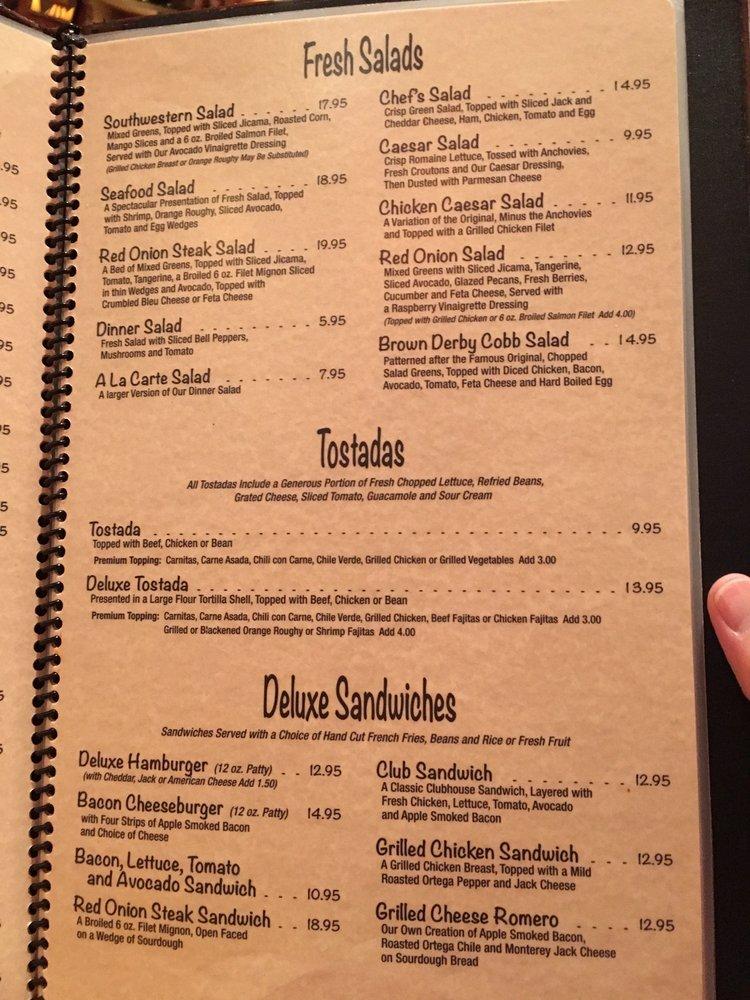 Menu at The Original Red Onion pub & bar, Rolling Hills Estates