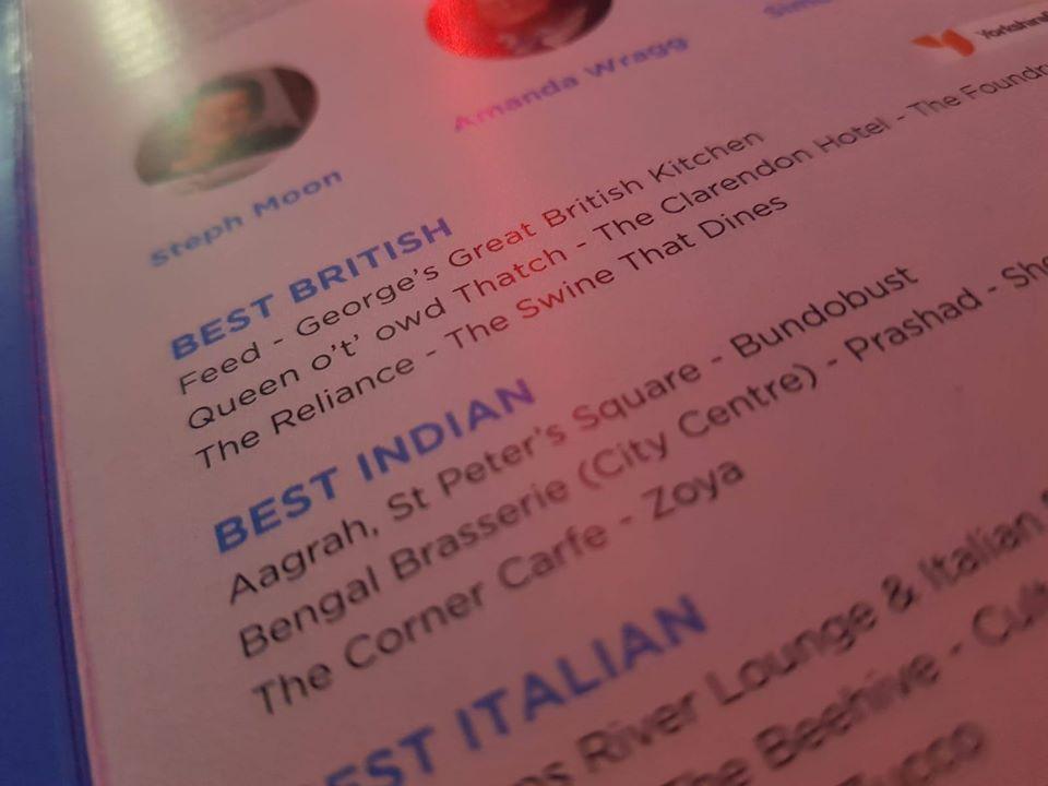 Menu at Zoya Oulton restaurant, Leeds, 76 Aberford Rd