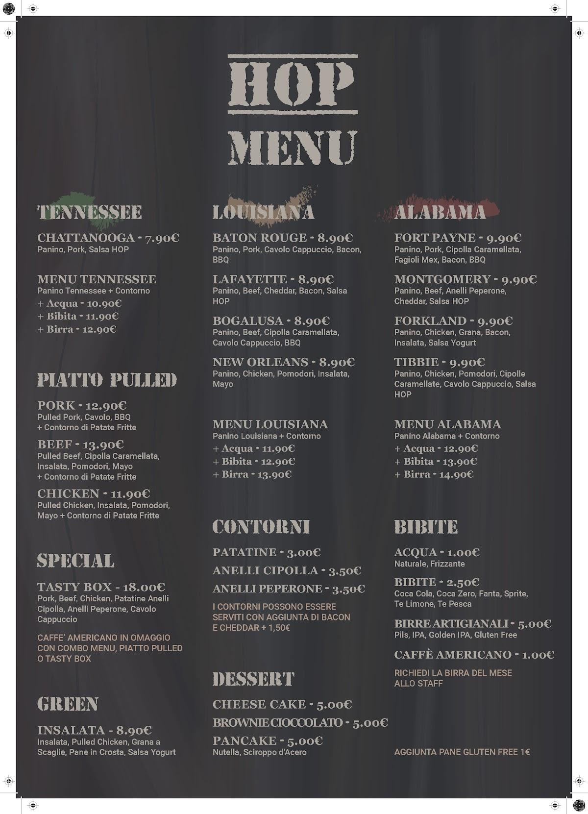 Menu at HOP - House Of Pulled restaurant, Milan