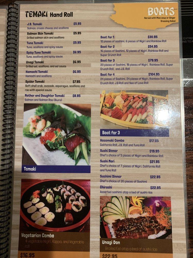 Menu at Mangetsu restaurant, Melbourne