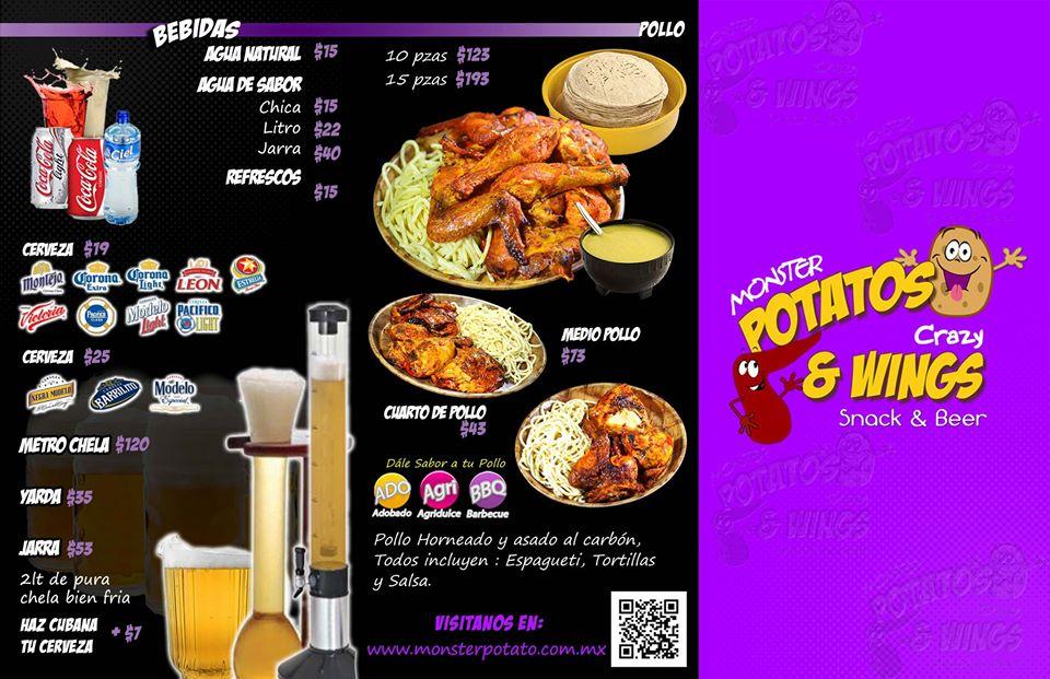 Menu at Monster Potatos pub & bar, Acapulco
