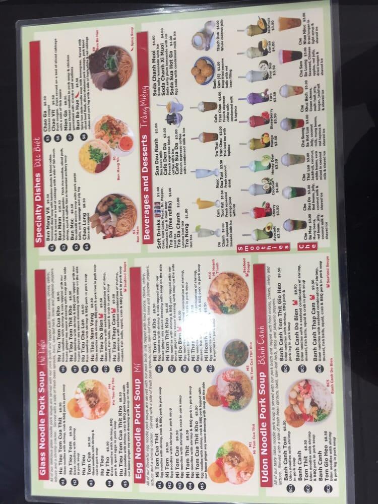 Menu at Pho Lien Hoa restaurant, Oklahoma City, 901 NW 23rd St