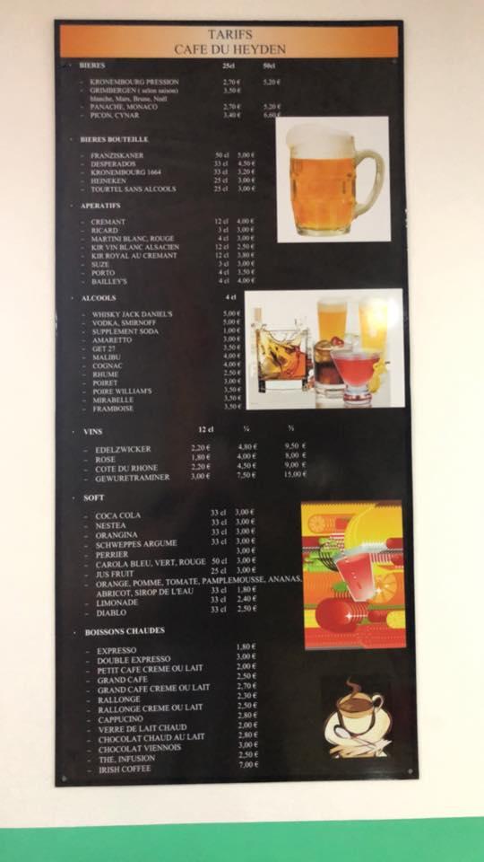 Menu at Café Du Heyden, Sélestat