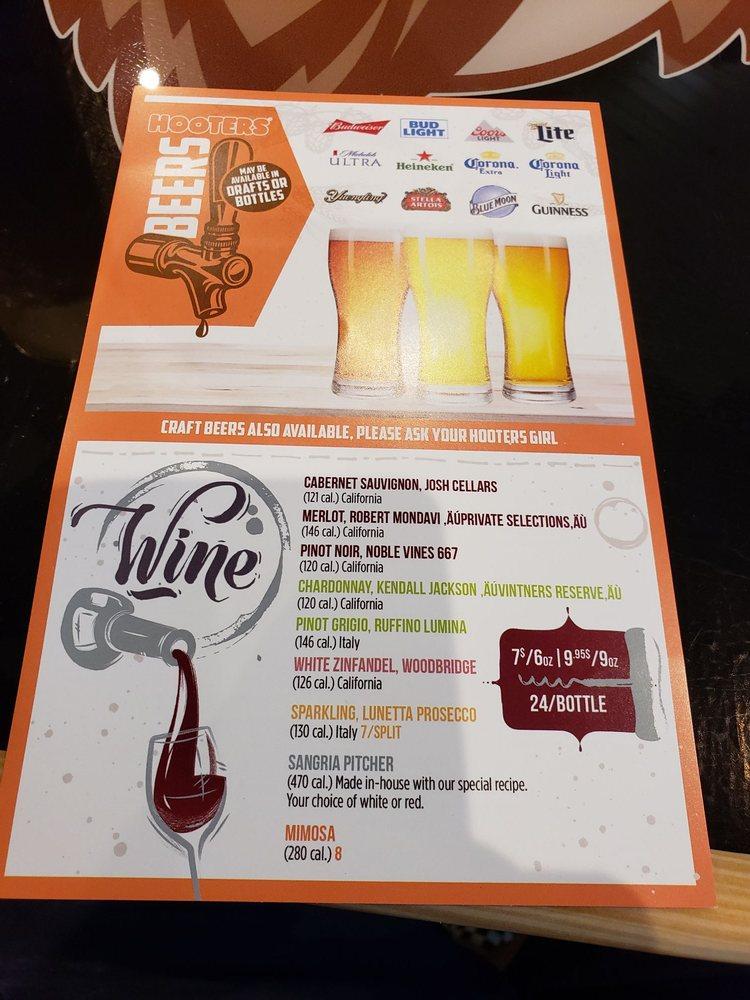 Carta del pub y bar Hooters, Weston
