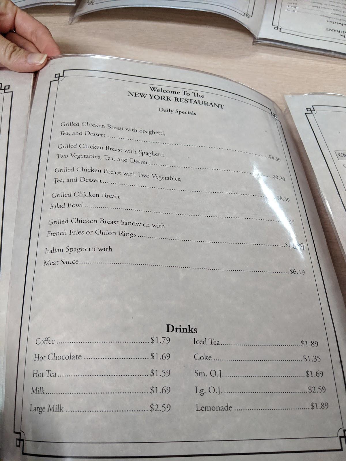 Menu at New York Restaurant, Fayetteville