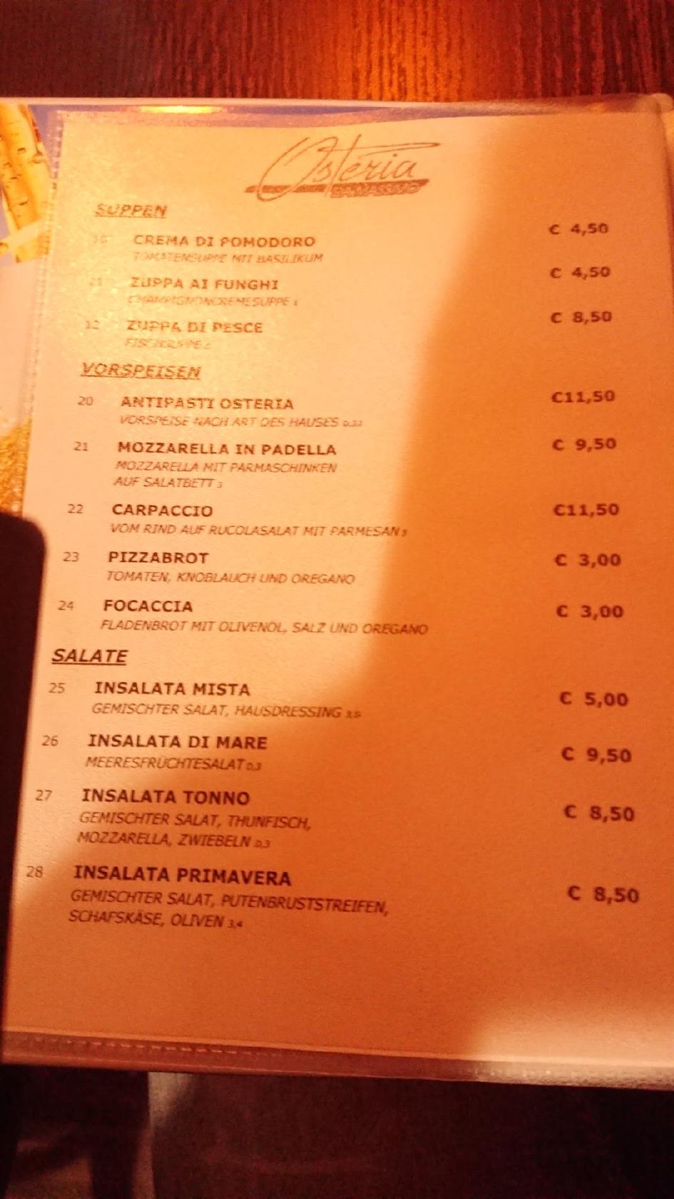 Menu at Osteria DA MASSIMO pizzeria, Gotha