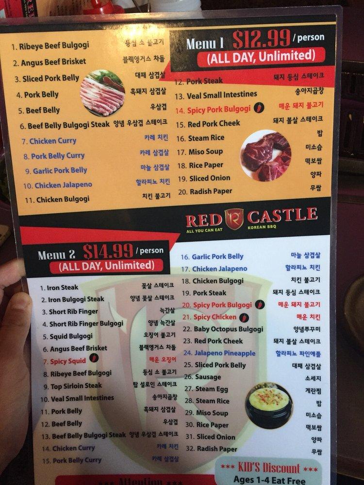 Menu at Red Castle Korean BBQ, Garden Grove