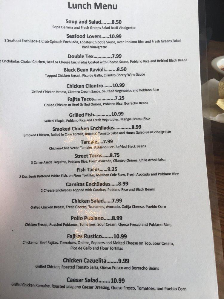 Menu at Rustico Fine Mexican Cuisine pub & bar, Denison