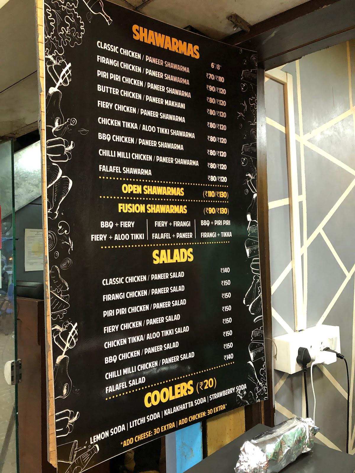 Menu at Shawarmaji., Thane
