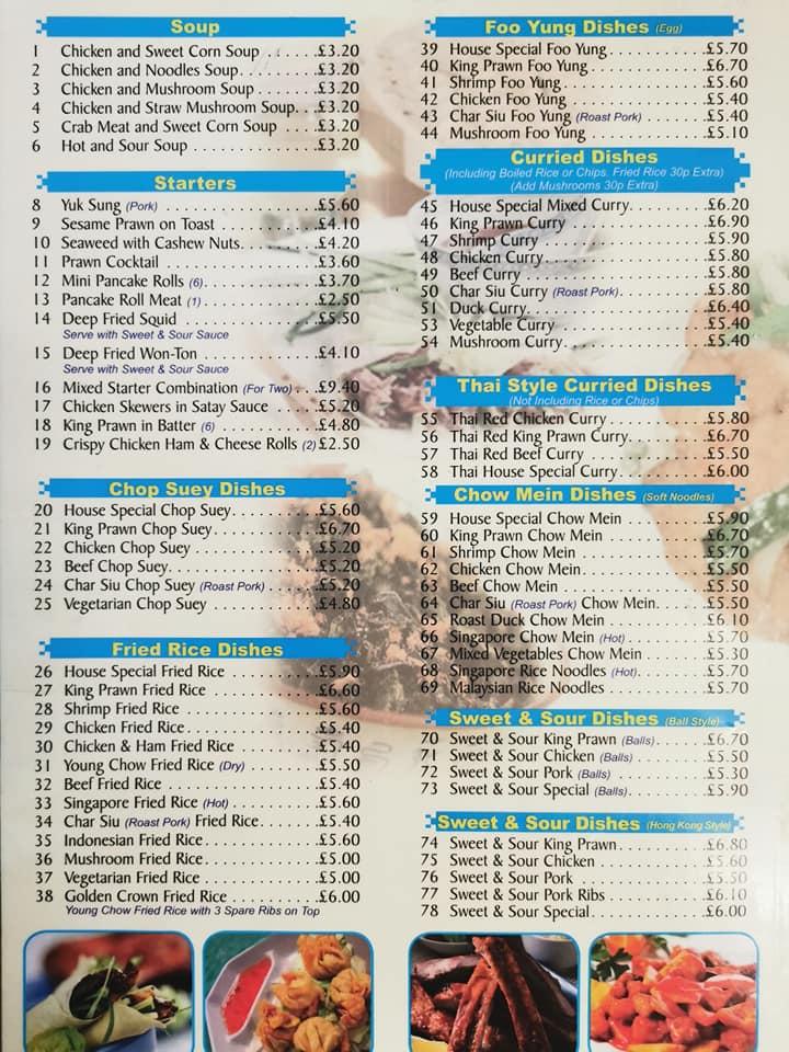 Menu at Waterside Chinese fast food, Evesham