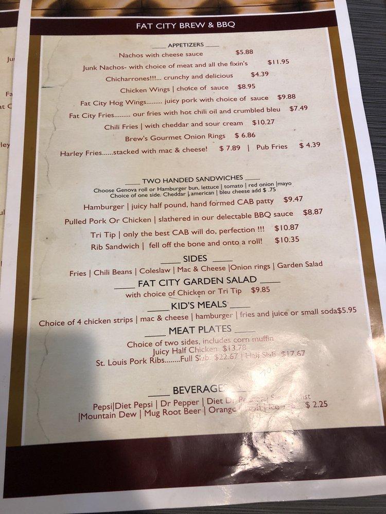 Menu at Fat City Brew & BBQ, Stockton, Pacific Ave