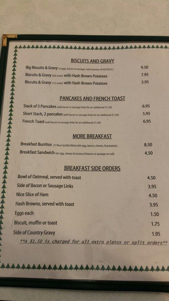 Menu at Log Cabin Diner restaurant, Klamath, 301 CA-169