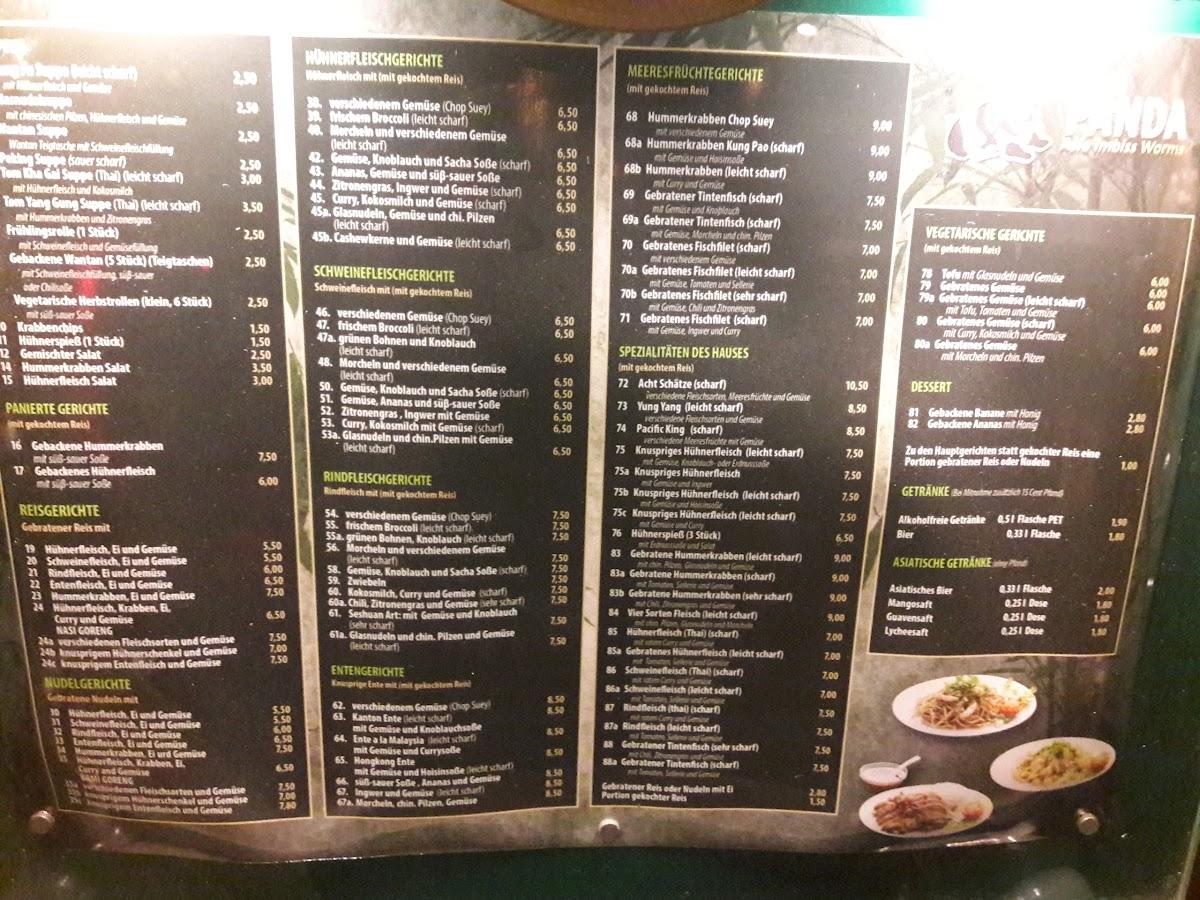 Speisekarte von Panda Asia Imbiss pub & Bar, Worms